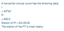 Solved A horizontal circular curve has the following data: = | Chegg.com
