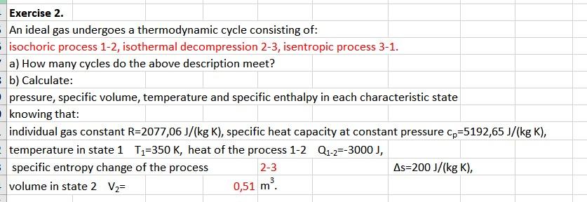 Solved Exercise 2. An ideal gas undergoes a thermodynamic | Chegg.com