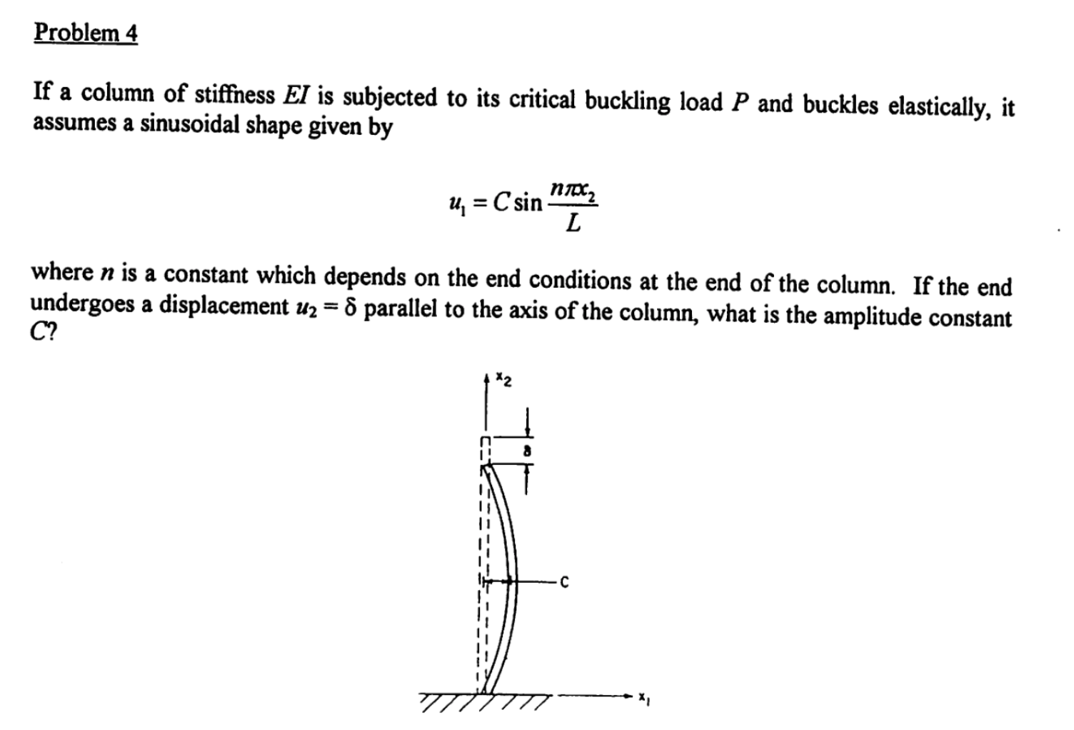 Solved Problem 4 If a column of stiffness EI is subjected to | Chegg.com