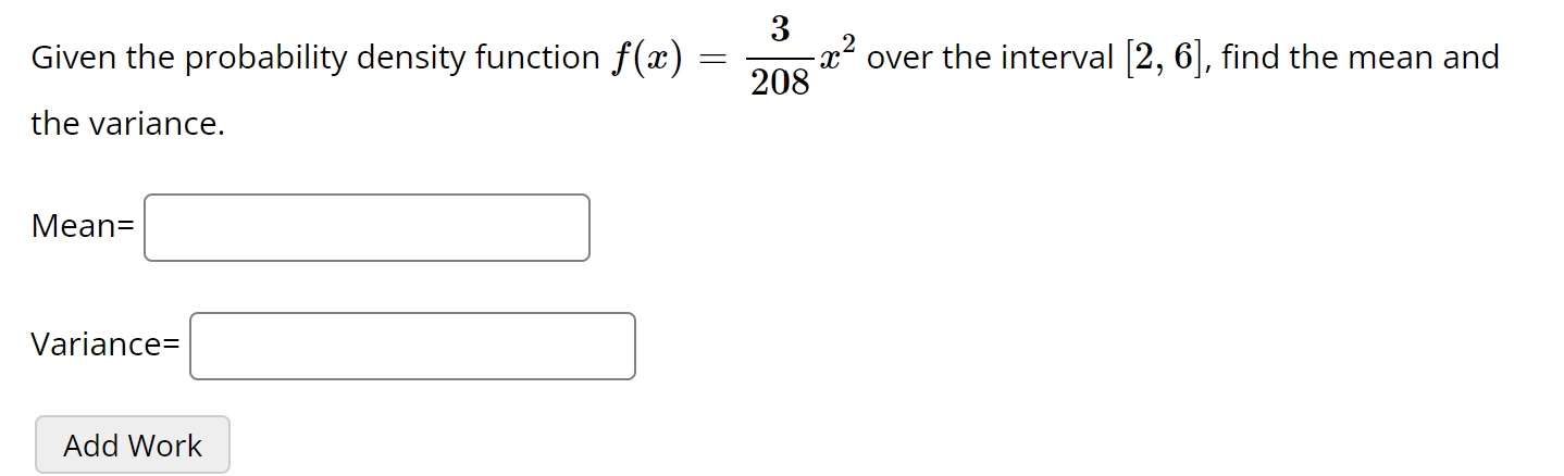 Solved Given the probability density function f(x)=2083x2 | Chegg.com