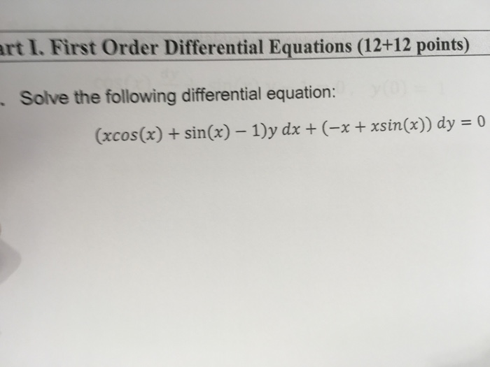 Solved Solve the following differential equation: (xcos(x) | Chegg.com