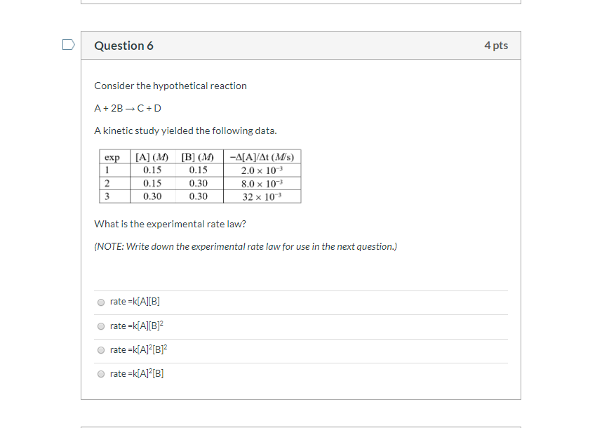 Solved Question 6 4 pts Consider the hypothetical reaction A | Chegg.com Solved Question 6 4 pts Consider the hypothetical reaction A | Chegg.com