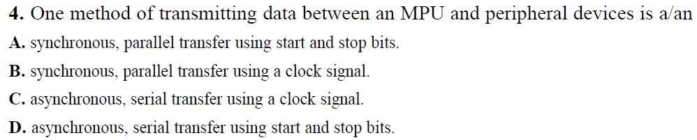 Solved 4. One method of transmitting data between an MPU and | Chegg.com