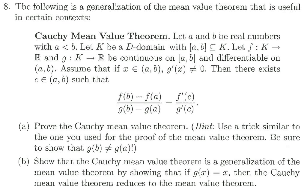 Solved 8. The following is a generalization of the mean | Chegg.com