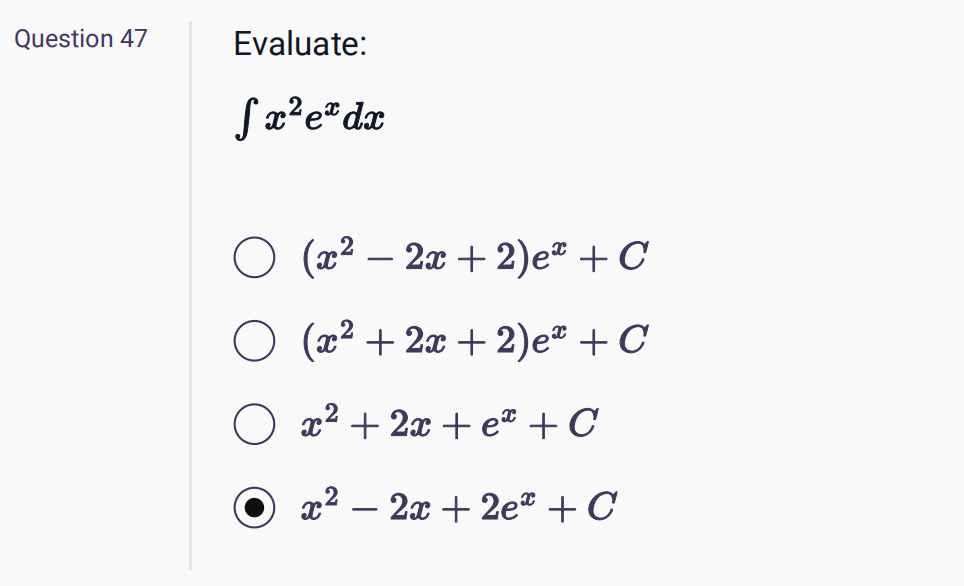 Solved Question 47 Evaluate: | Chegg.com