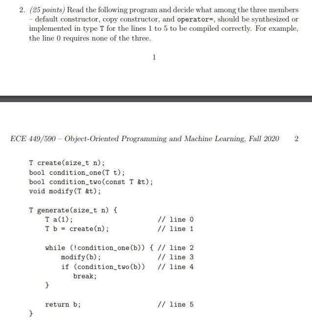 2. (25 points) Read the following program and decide | Chegg.com