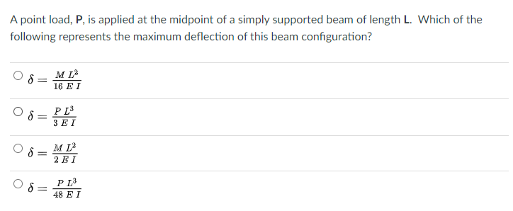 Solved 1 A point load, P, is applied at the midpoint of a | Chegg.com