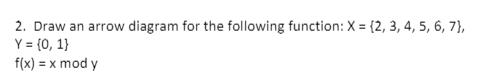 Solved Draw an arrow diagram for the following function: X = | Chegg.com