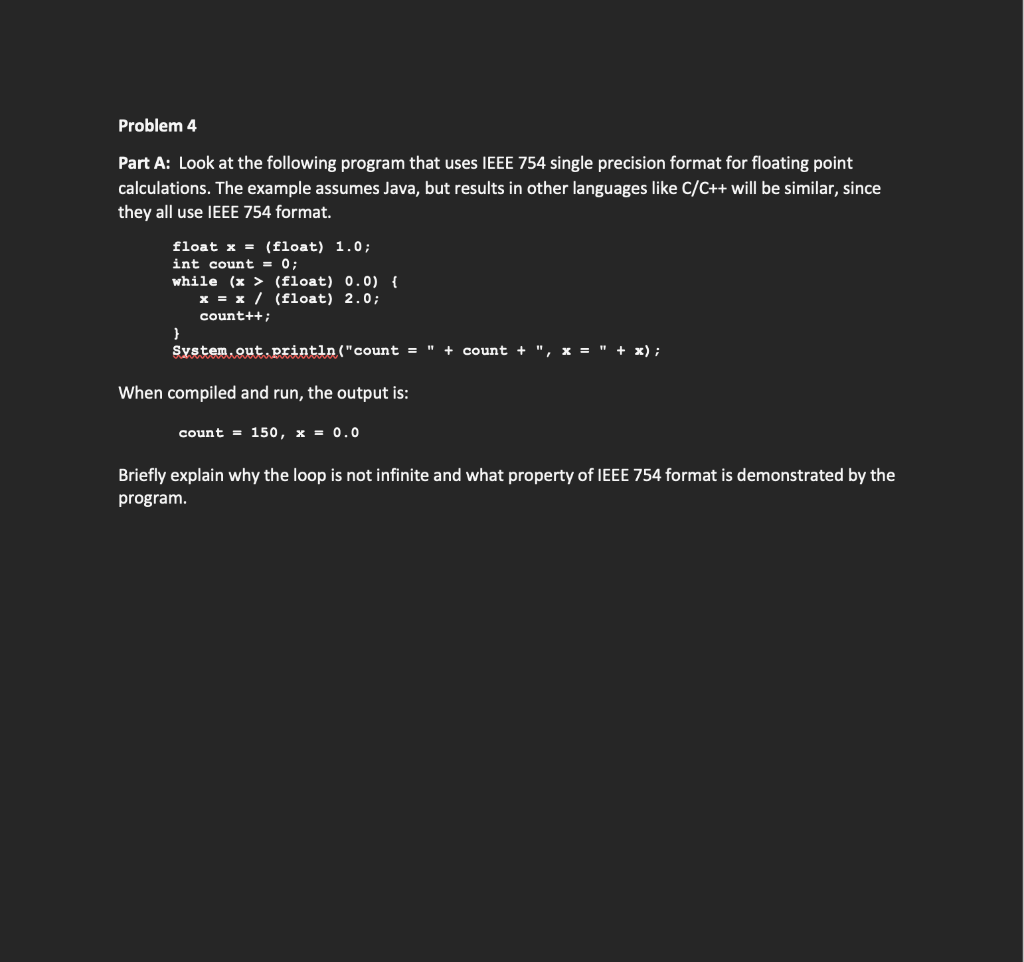 Solved Problem 4 Part A: Look at the following program that | Chegg.com