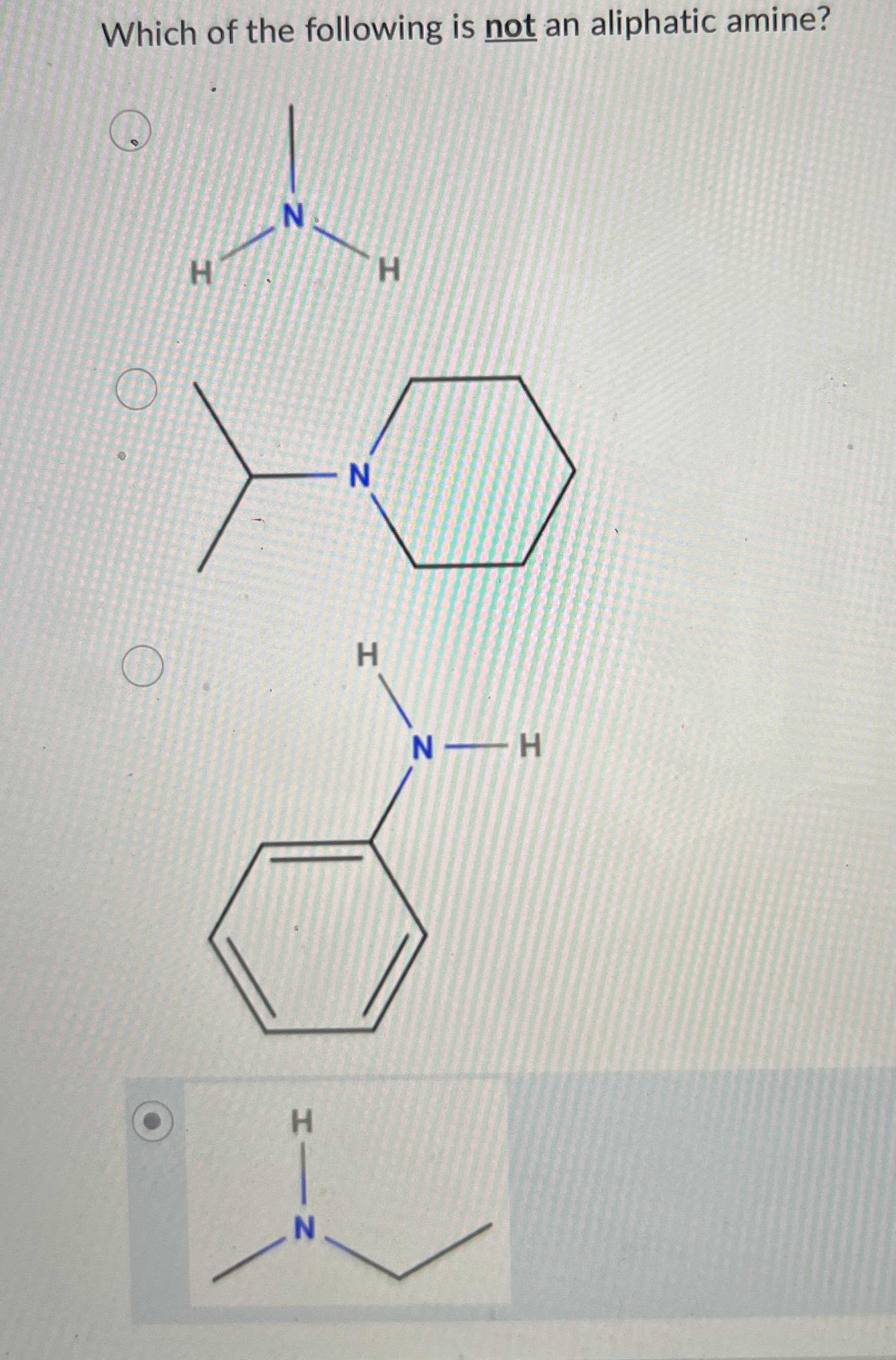 Solved Which of the following is not an aliphatic amine? | Chegg.com