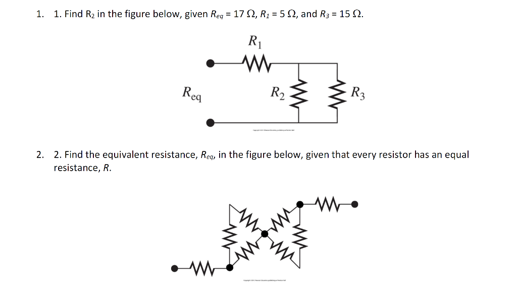 Solved 1. 1. Find R2 in the figure below, given Reg = 172, | Chegg.com