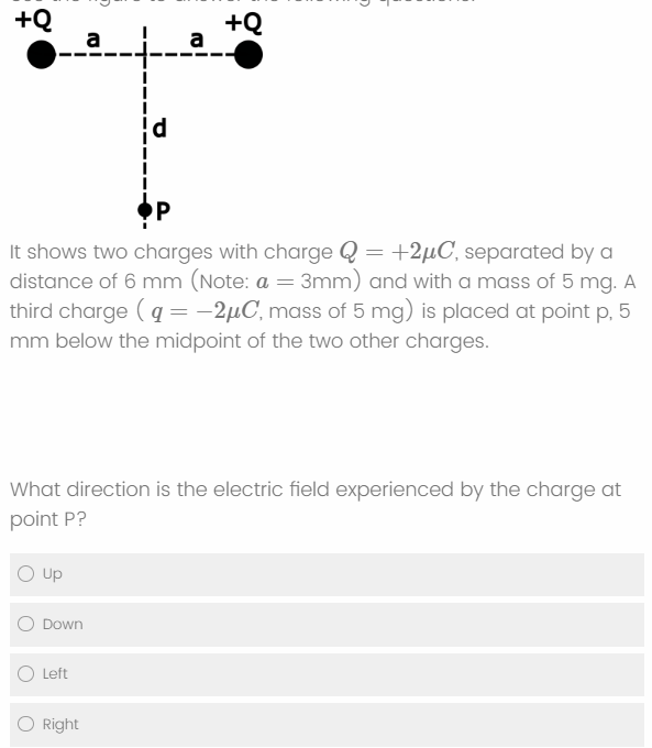 Solved It shows two charges with charge Q=+2μC, ﻿separated | Chegg.com