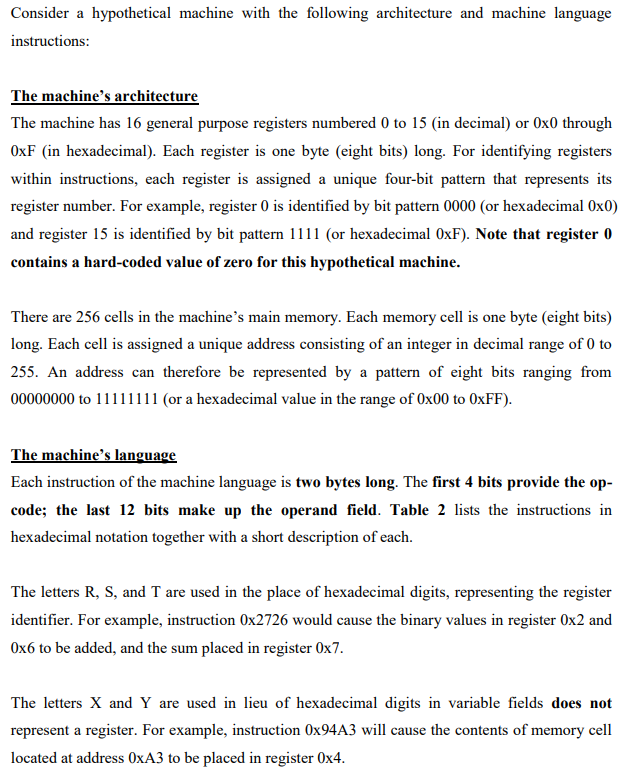Solved Consider a hypothetical machine with the following | Chegg.com