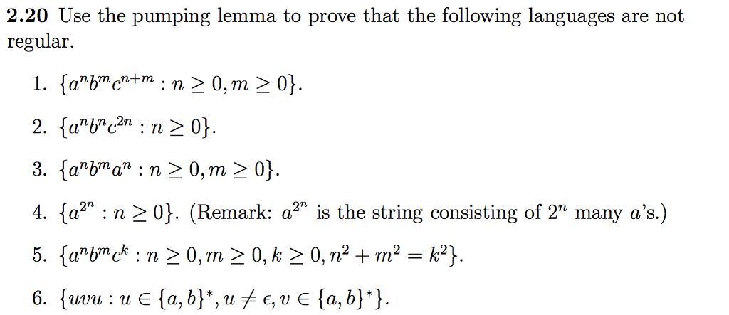 Solved 220 Use The Pumping Lemma To Prove That The