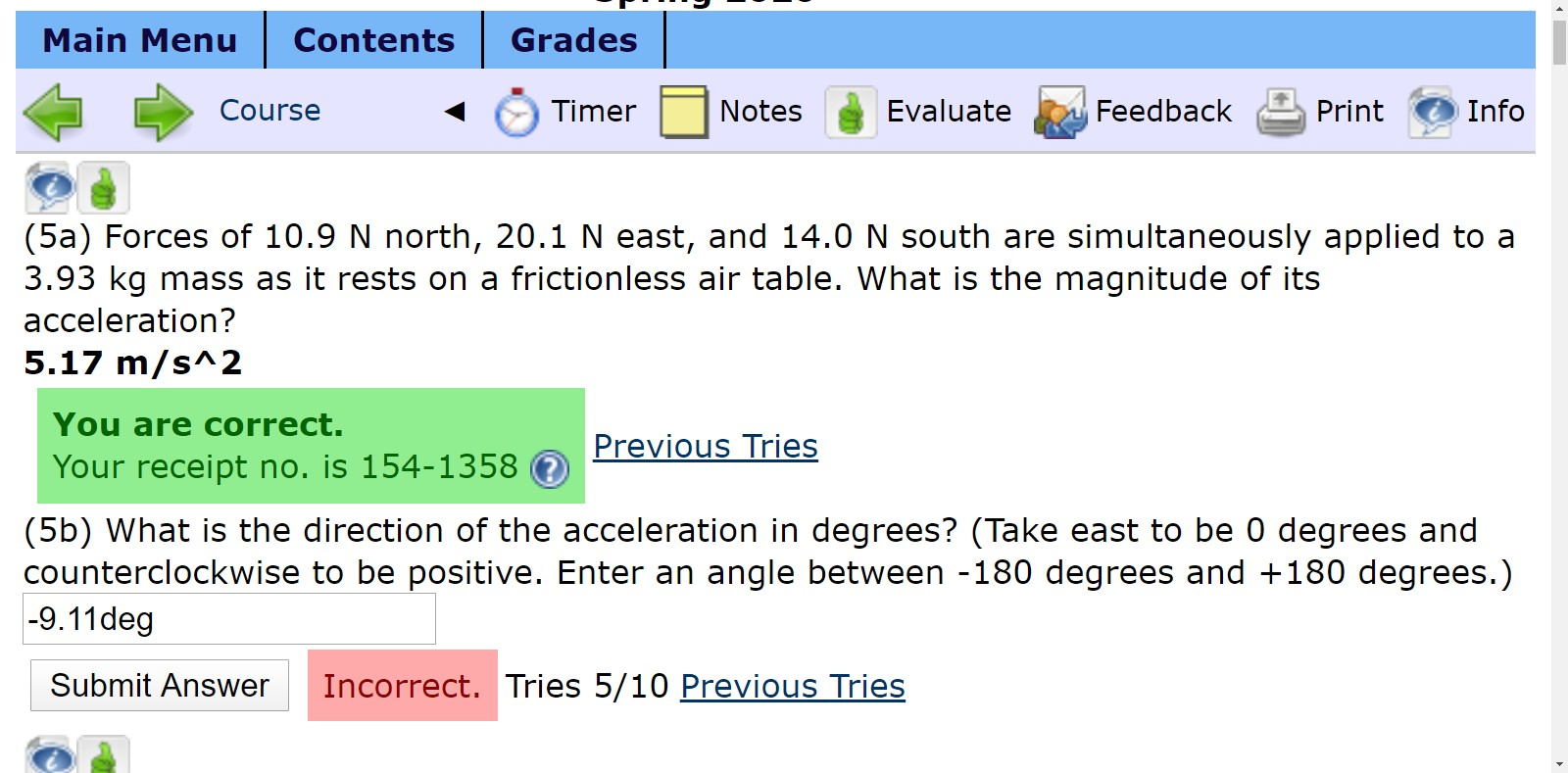Solved Main Menu Contents Grades Course Timer Notes Evaluate 6298