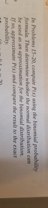 Solved In Problems 15-20, compute P(x) using the binomial | Chegg.com