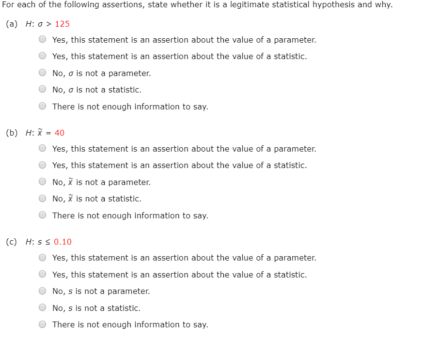 Solved For each of the following assertions, state whether | Chegg.com