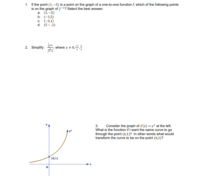 Solved 1. If the point (1,-5) is a point on the graph of a | Chegg.com
