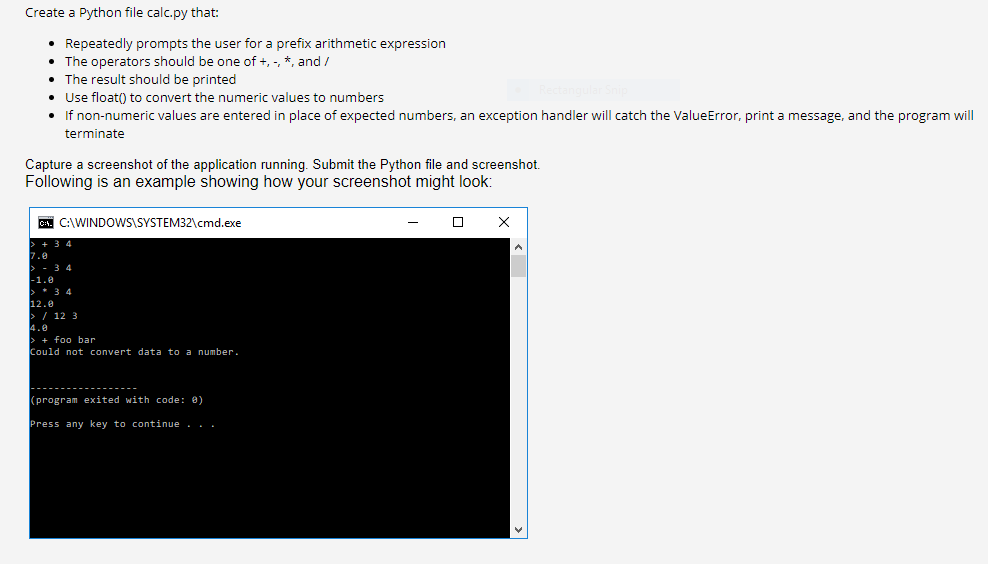 Solved Create A Python File Calc Py That Repeatedly