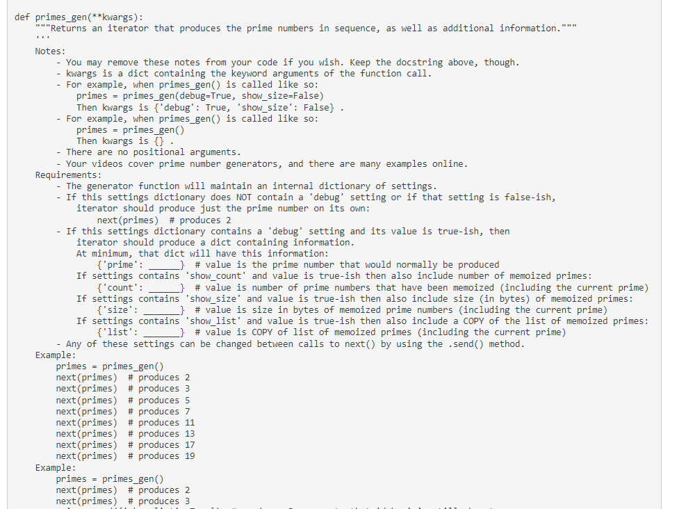 Solved Returns an iterator that produces the prime numbers | Chegg.com