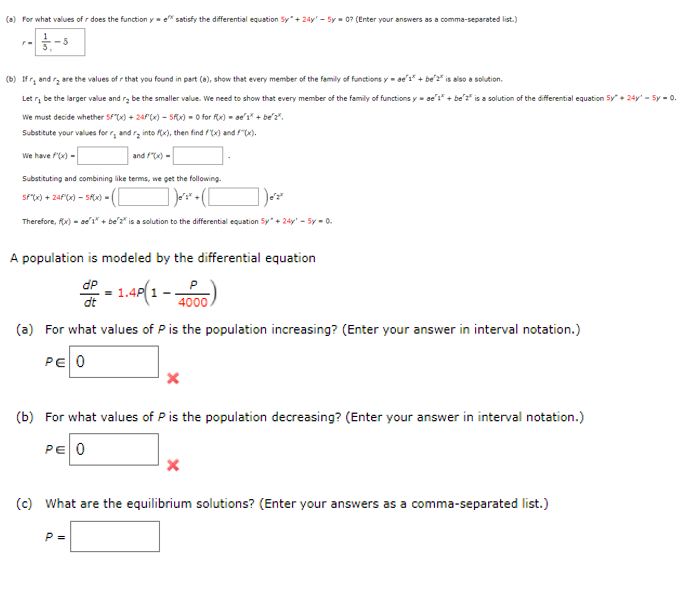 Solved (ə) for what values of r does the function y=e" | Chegg.com