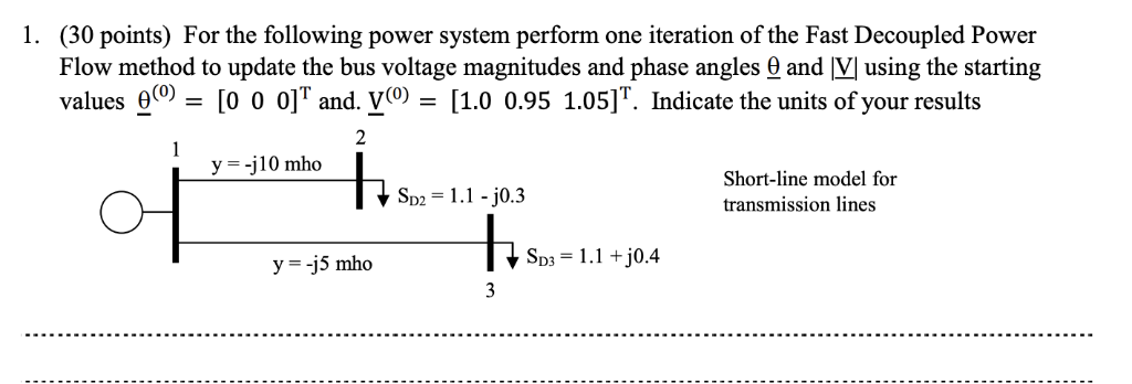 Solved (30 points) For the following power system perform | Chegg.com