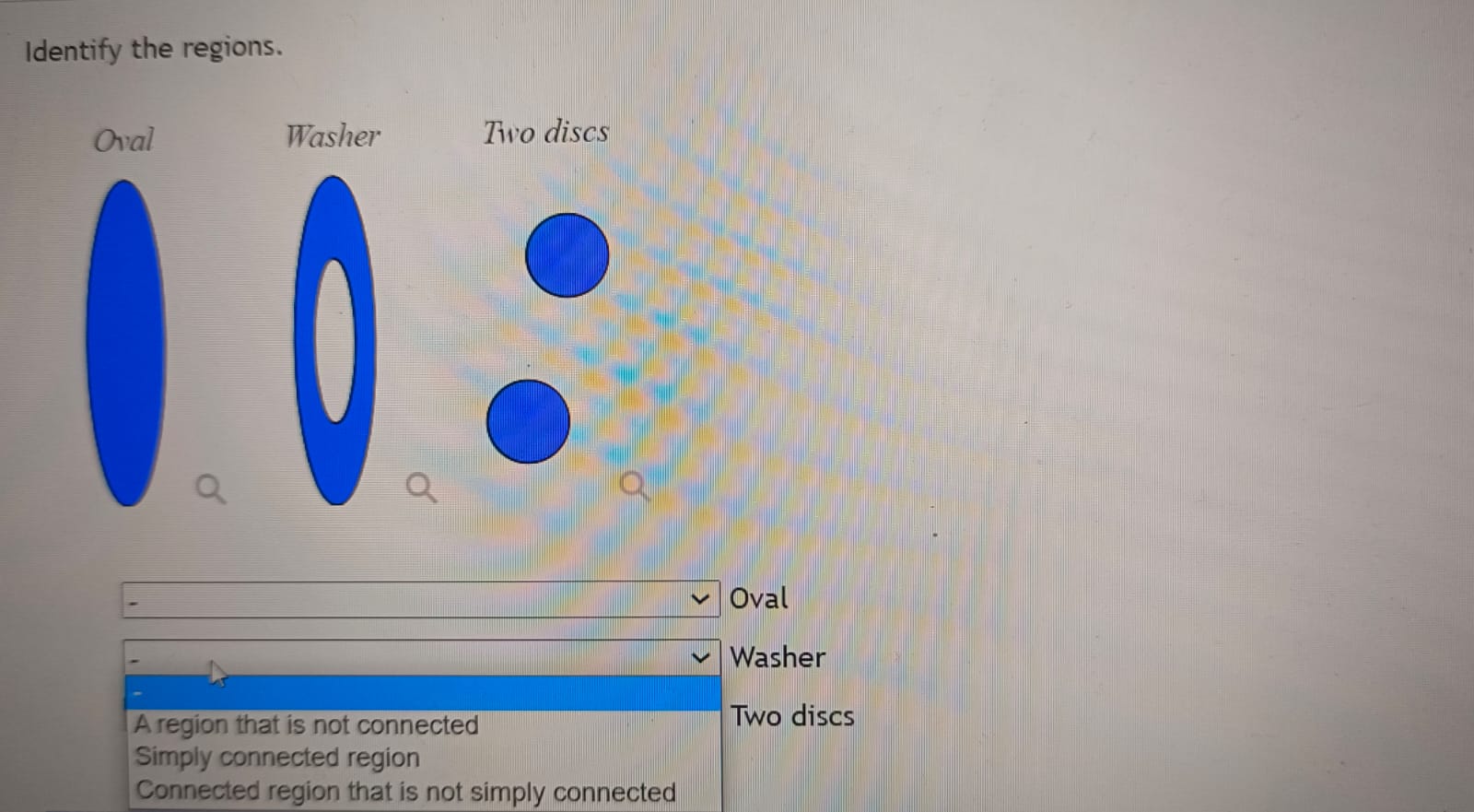 Solved Identify the regions. Oval Washer Two discs | Chegg.com