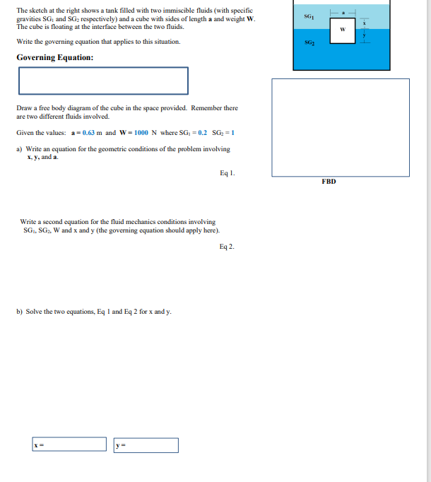 Solved The sketch at the right shows a tank filled with two | Chegg.com