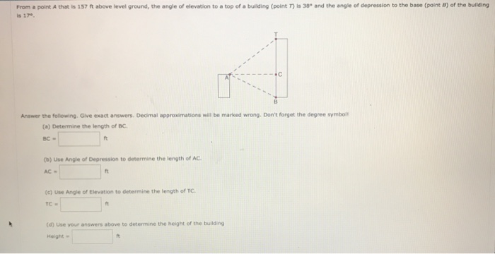 Solved From a point A that is 157 ft above level ground, the | Chegg.com