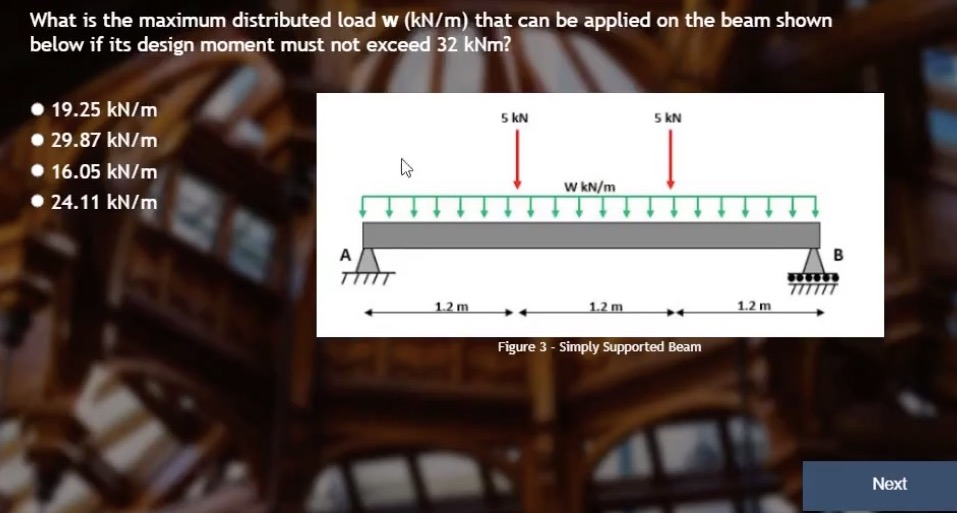 Solved What is the maximum distributed load w (kN/m) that | Chegg.com