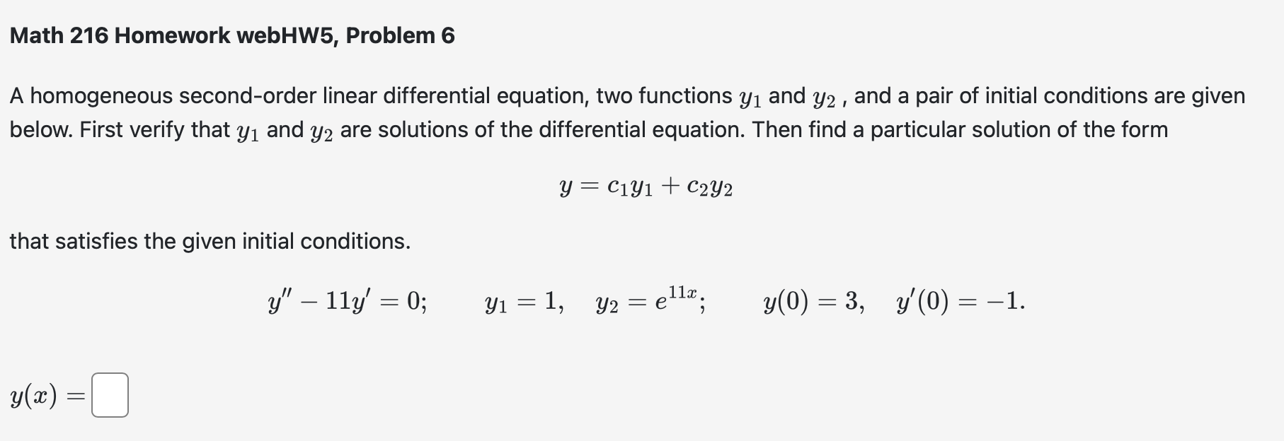 Solved A homogeneous second-order linear differential | Chegg.com