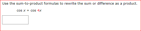 Solved Use the sum-to-product formulas to rewrite the sum or | Chegg.com