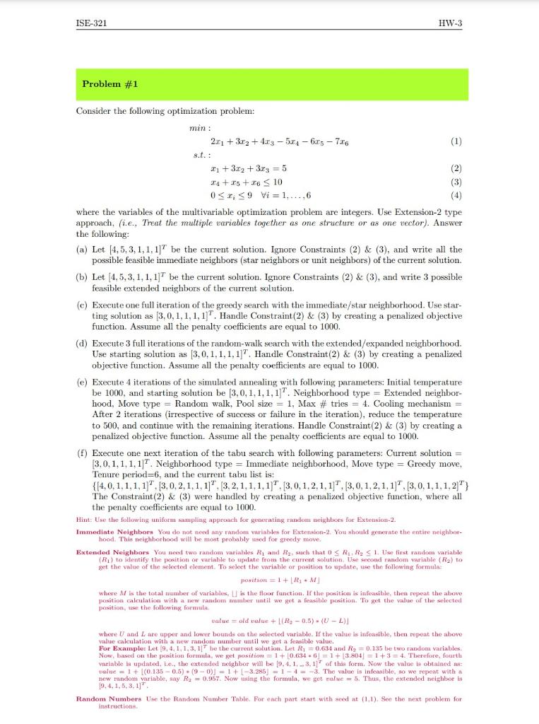 Problem \#1 Consider the following optimization | Chegg.com