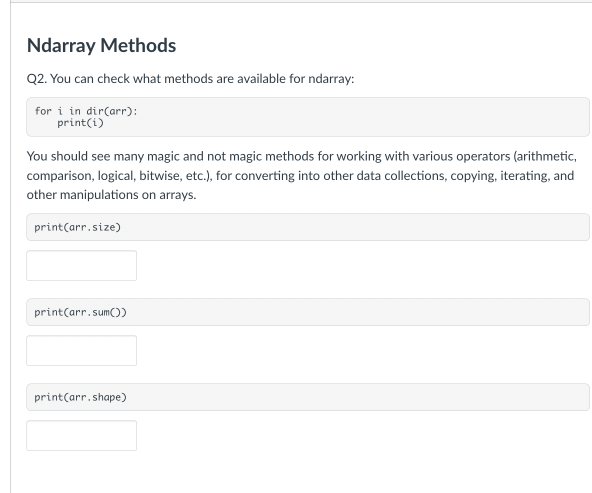 Solved Multidimentional Ndarrays Q3. You can create | Chegg.com