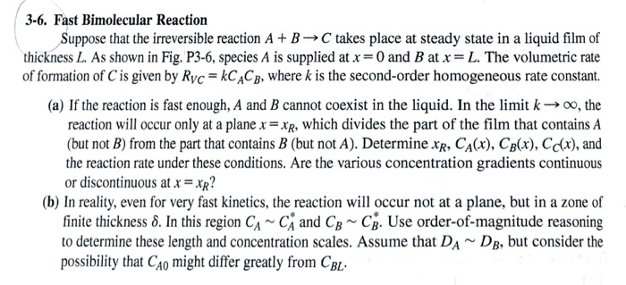 Solved 3-6. Fast Bimolecular Reaction Suppose that the | Chegg.com