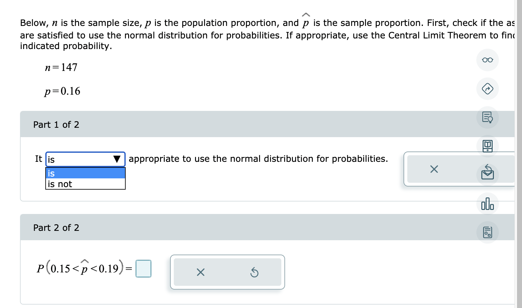 Solved Below, n is the sample size, p is the population | Chegg.com