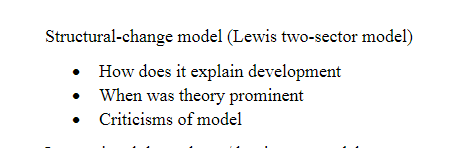 Solved Structural-change model (Lewis two-sector model) How | Chegg.com