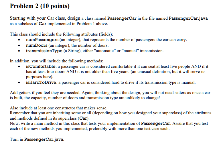 Solved Problem 1 (10 points) Develop a class called Car. In | Chegg.com