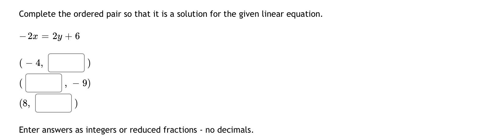Solved Complete the ordered pair so that it is a solution | Chegg.com