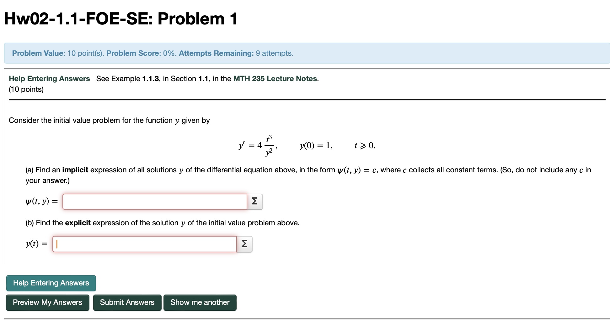 Solved Consider the initial value problem for the function y | Chegg.com