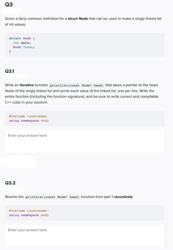 Solved Given a fairly common definition for a struct Node | Chegg.com