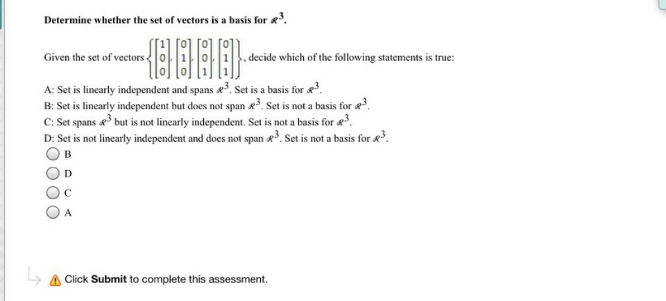 Solved Determine whether the set of vectors is a basis for | Chegg.com