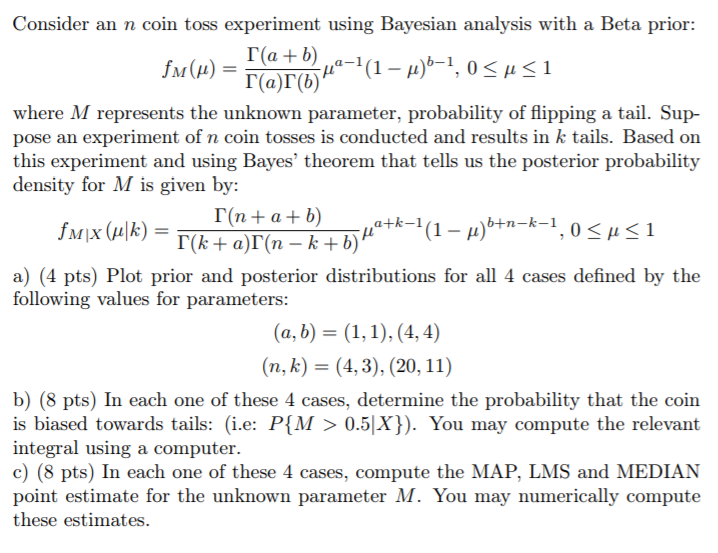 Consider an n coin toss experiment using Bayesian | Chegg.com
