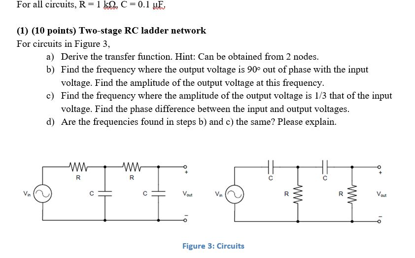 Solved For all circuits, R 1 k', c-01 (1) (10 points) | Chegg.com
