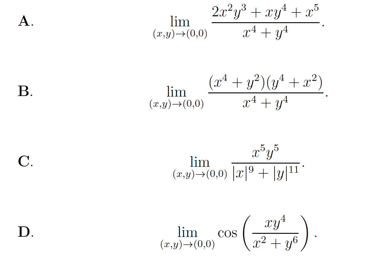 Solved Determine whether or not the following limits exist. | Chegg.com