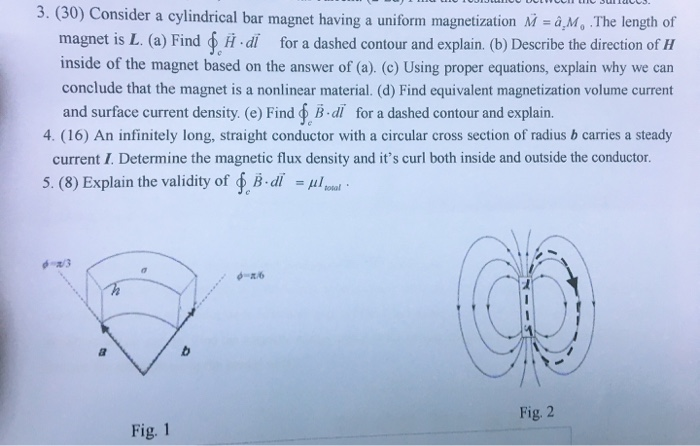 Solved 3. (30) Consider a cylindrical bar magnet having a | Chegg.com