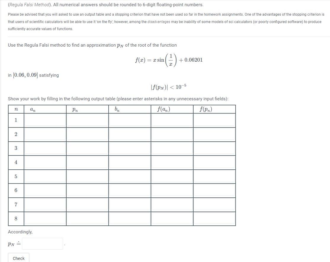 Solved (Regula Falsi Method). All numerical answers should | Chegg.com