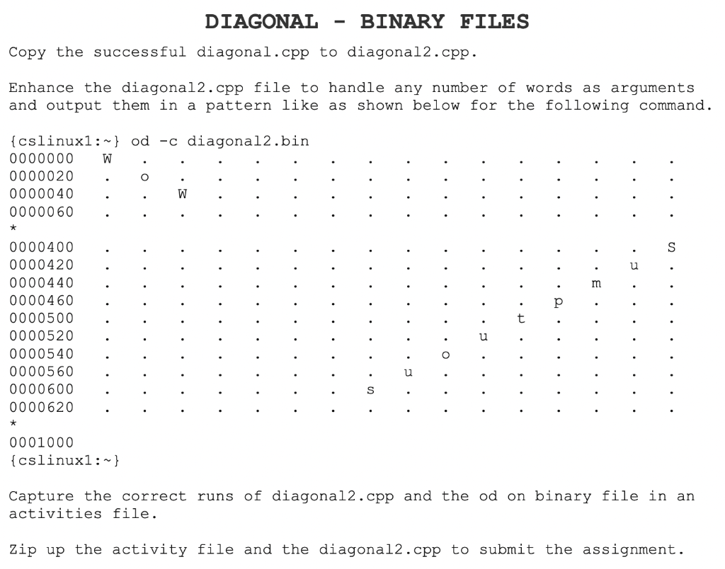 Solved DIAGONAL Copy the successful diagonal.cpp to | Chegg.com