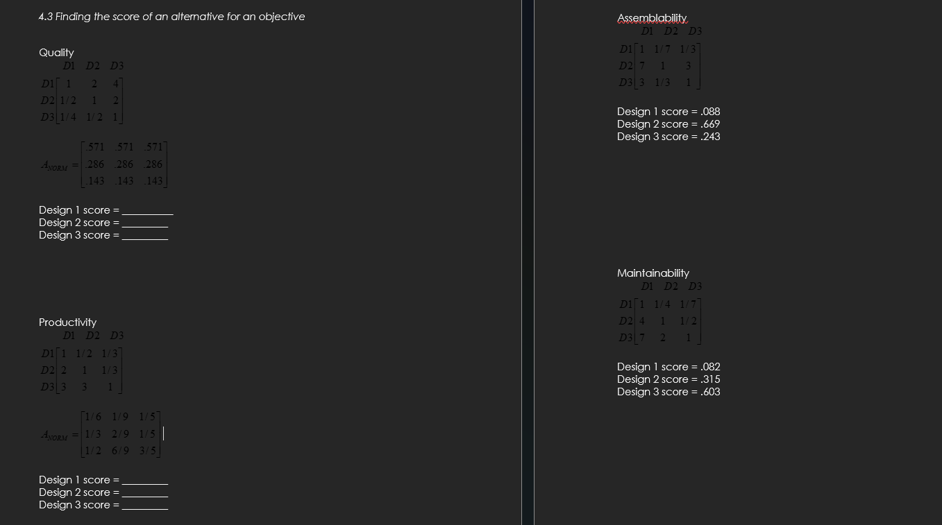 4 3 Finding The Score Of An Alternative For An