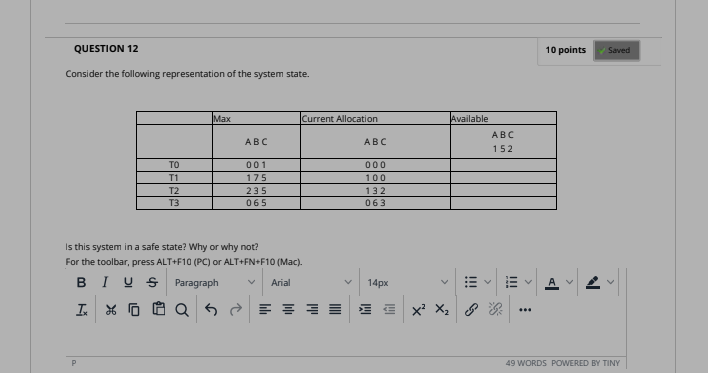 Solved QUESTION 12 10 points Saved Consider the following | Chegg.com Solved QUESTION 12 10 points Saved Consider the following | Chegg.com